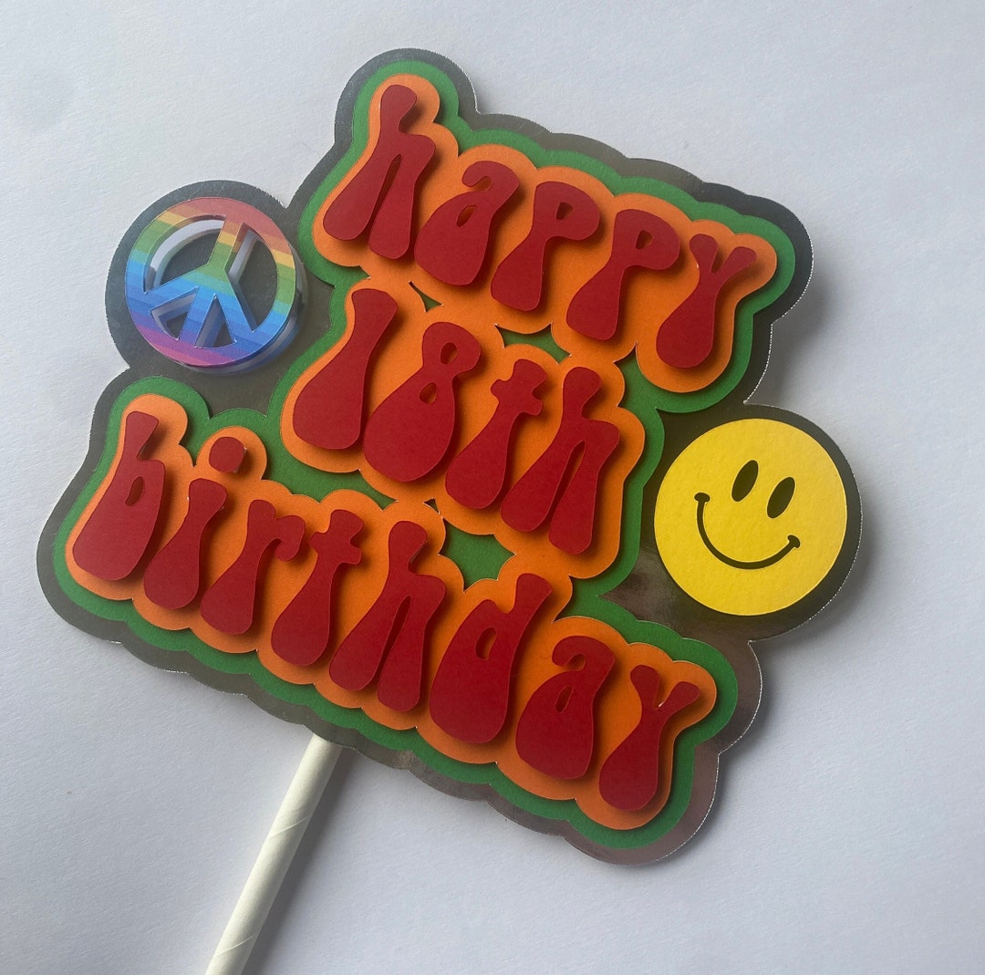 Hippy Cake Topper - Cake Topper | Birthday Party | Groovy 60s Cake ...
