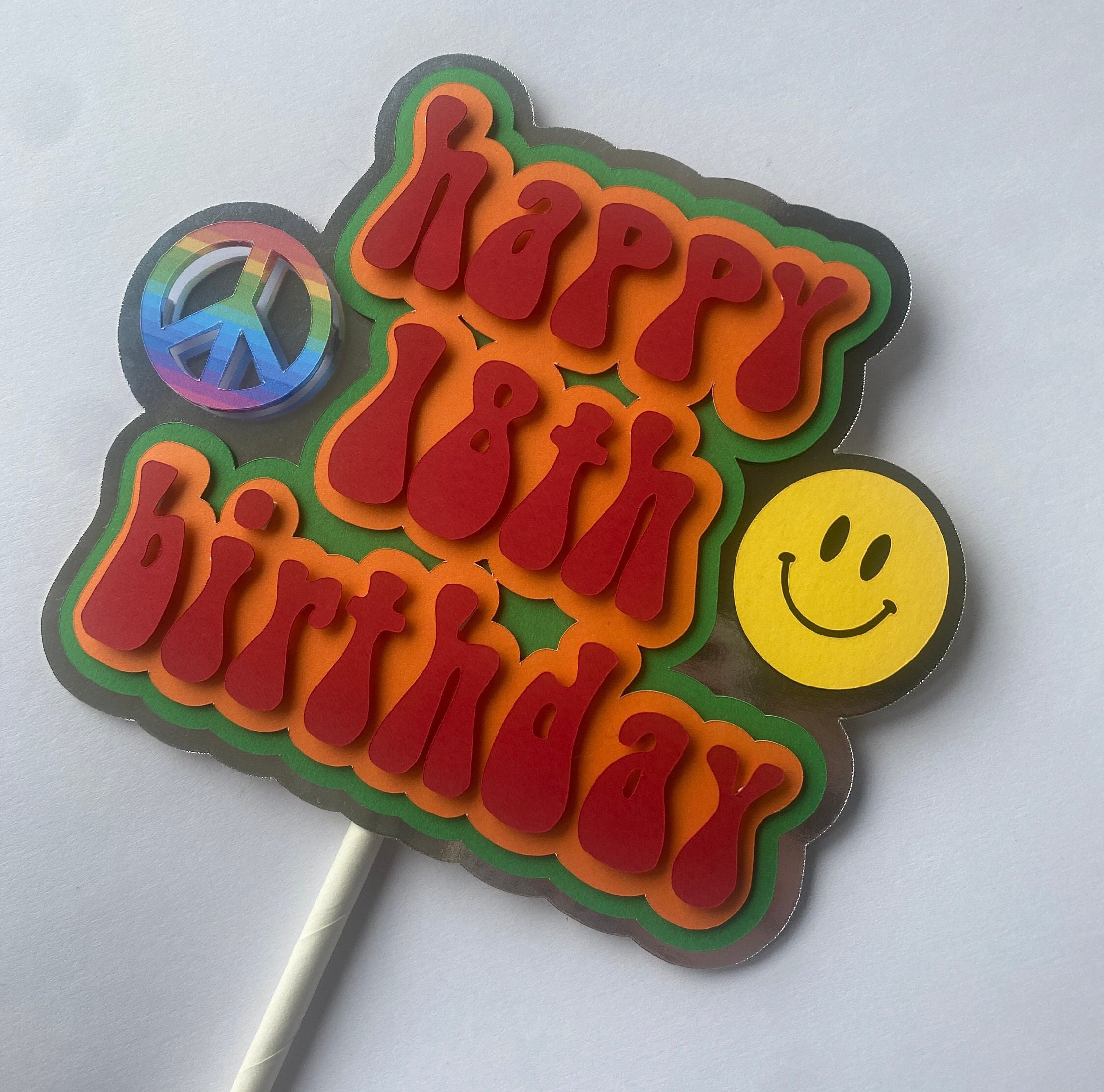 Hippy Cake Topper Cake Topper Birthday Party Groovy 60s - Etsy