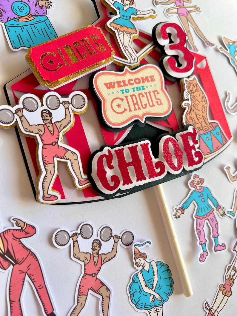 Circus Theme Cake Topper Birthday Decorations Circus Clown - Etsy