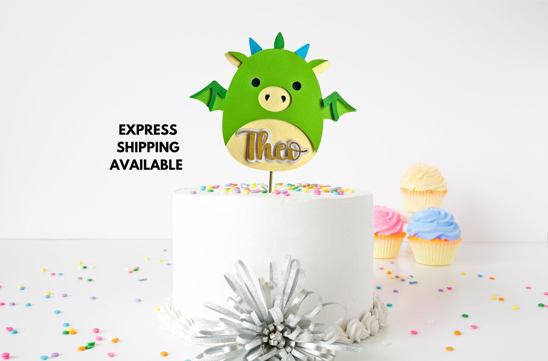 3D Dragon Cake Topper - Birthday Party Decor L Dragon Dinosaur Theme ...