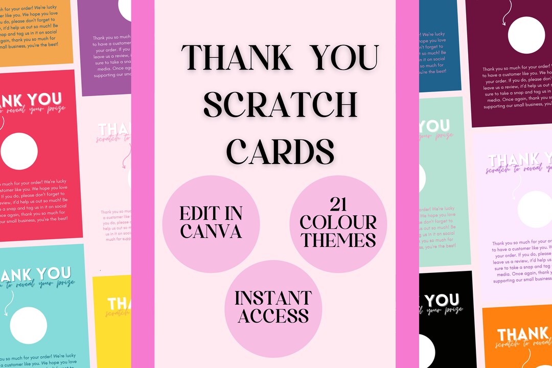 Business Thank You Scratchcards | 21 Colours - Customisable | Pre-made ...