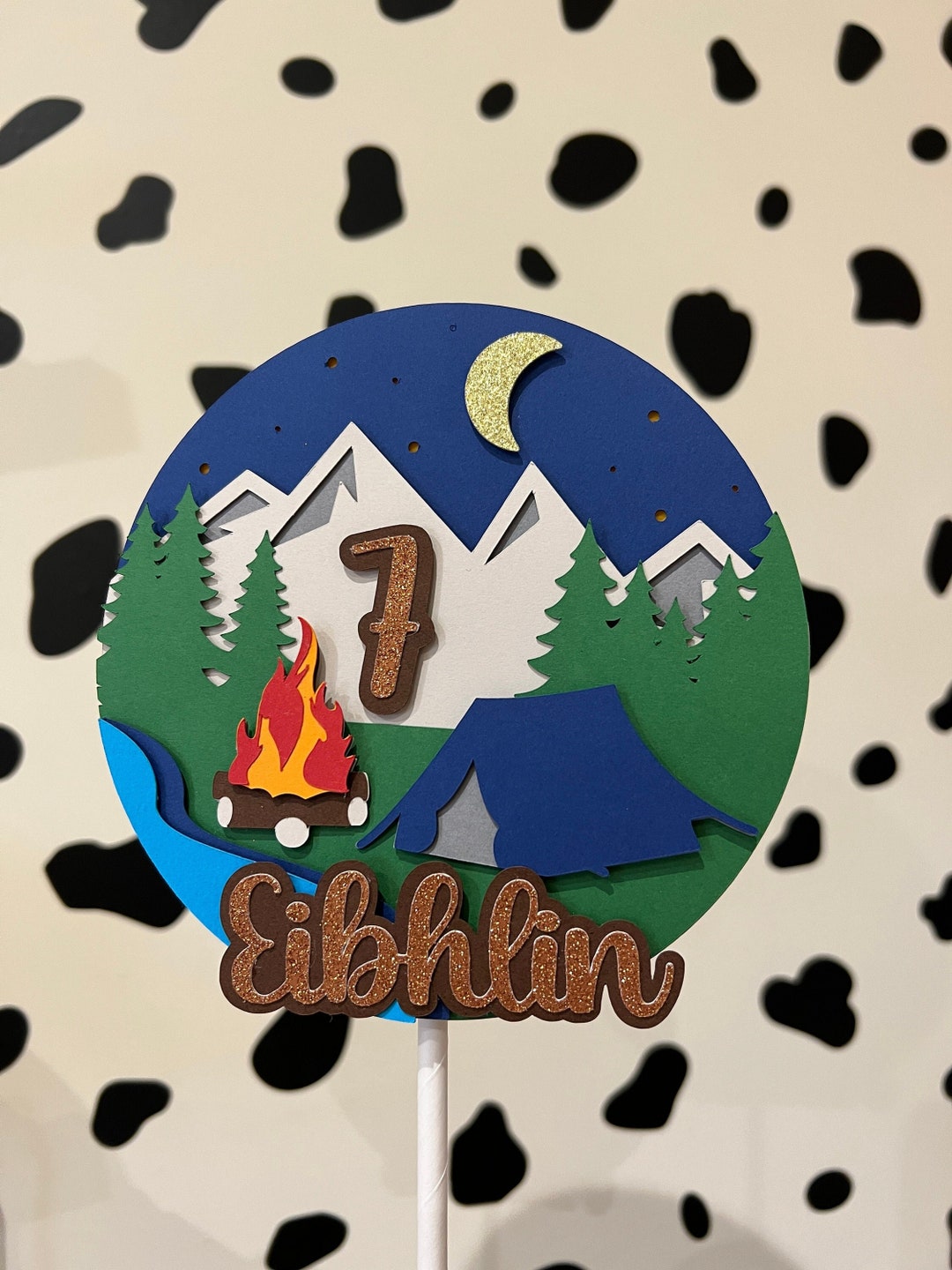 Camping Adventure Cake Topper - Personalised Birthday Party Decor ...