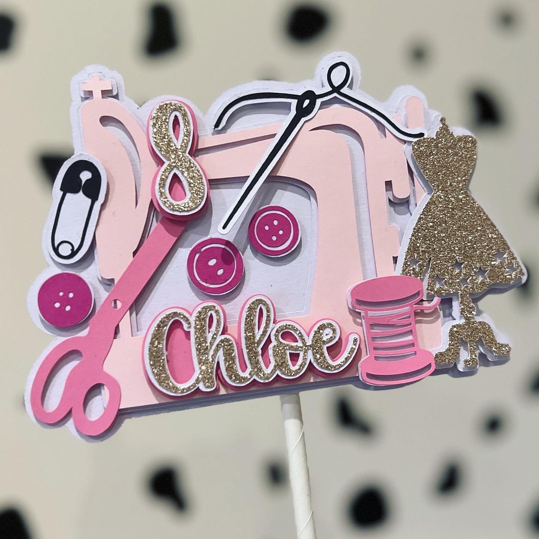 Sewing Theme Birthday Cake Topper Personalised Birthday - Etsy UK