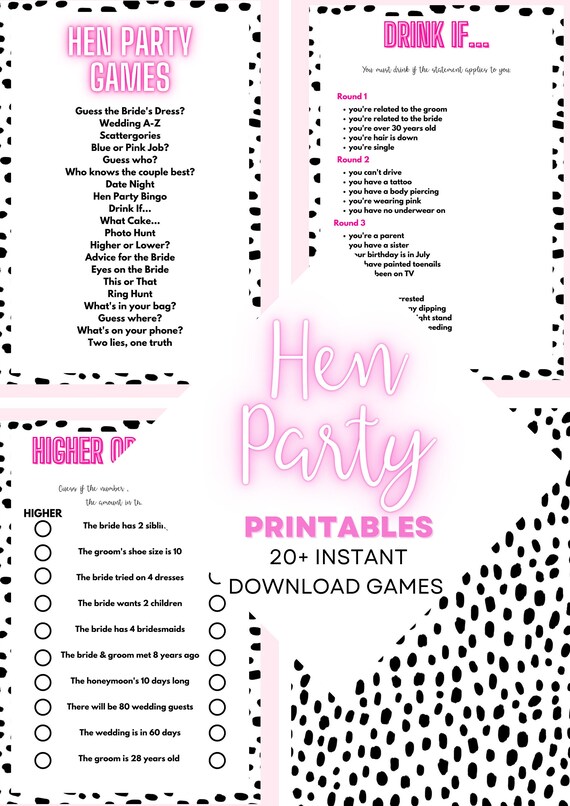 Hen Party Games DIGITAL DOWNLOAD 20 Games Printable Bridal - Etsy UK