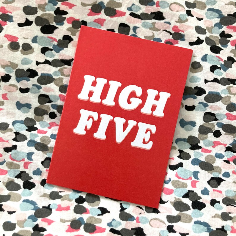High Five Congratulations Well Done Red Greeting Card Positive - Etsy