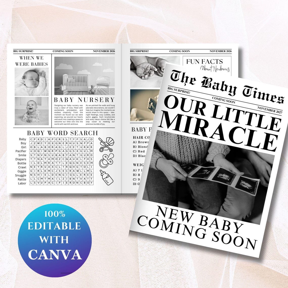 Newspaper Baby Announcement Our Little Miracle, Baby on the Way ...