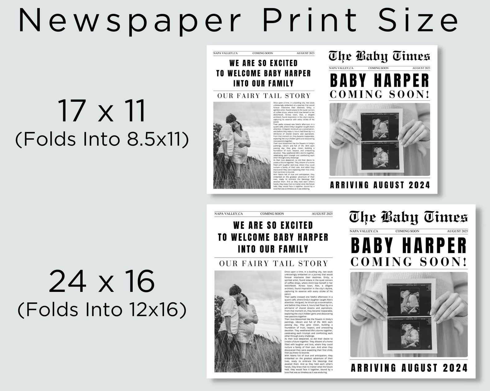 Newspaper Pregnancy Announcement Template, New Baby Announcement ...