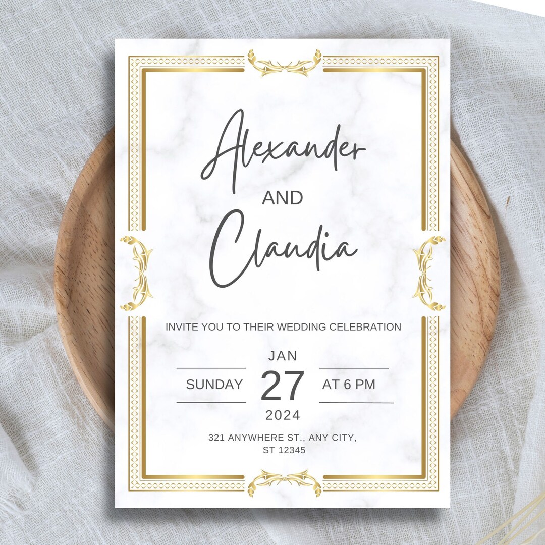 Modern Wedding Invitations Template Minimalist Invitation - Etsy