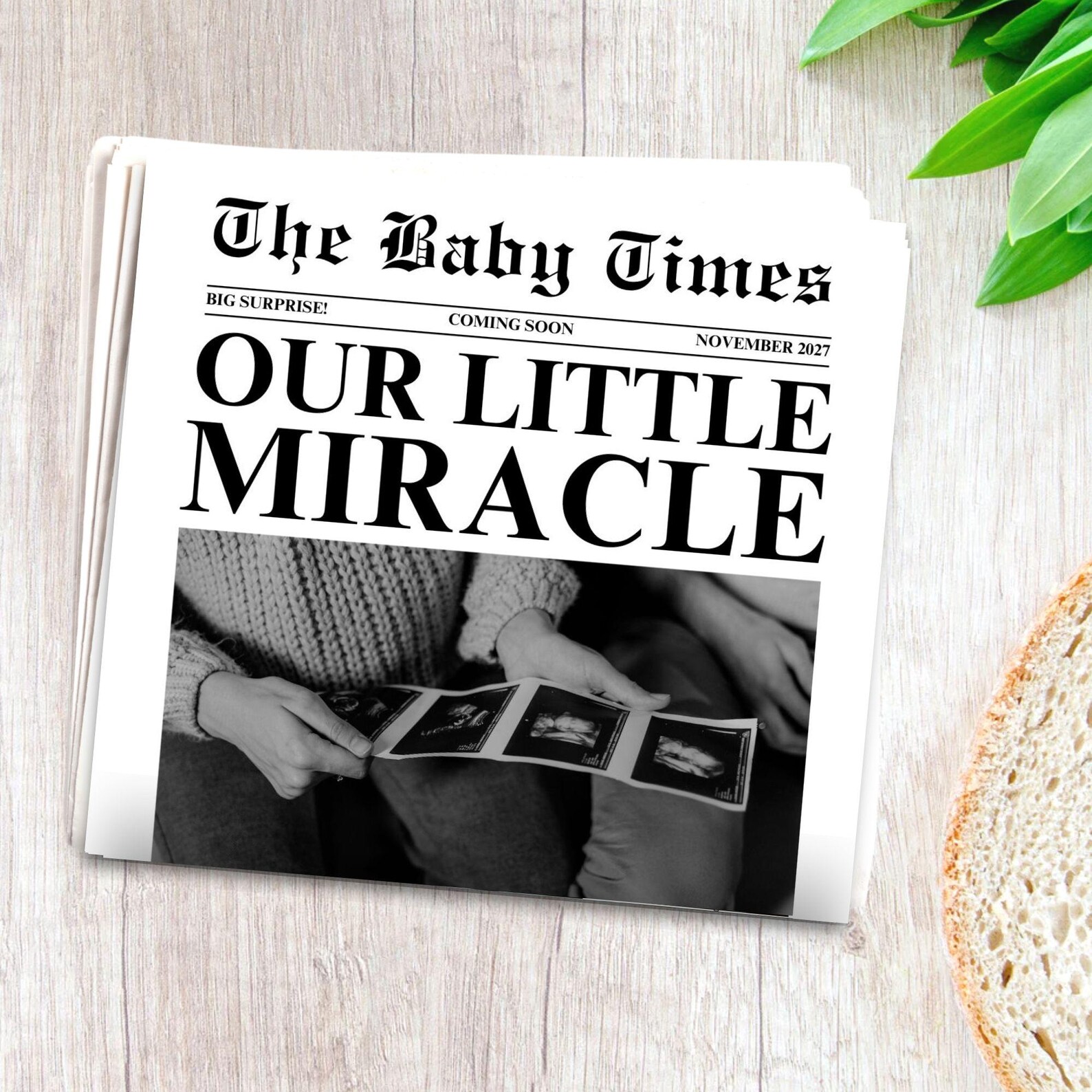 Newspaper Baby Announcement Our Little Miracle, Baby on the Way ...