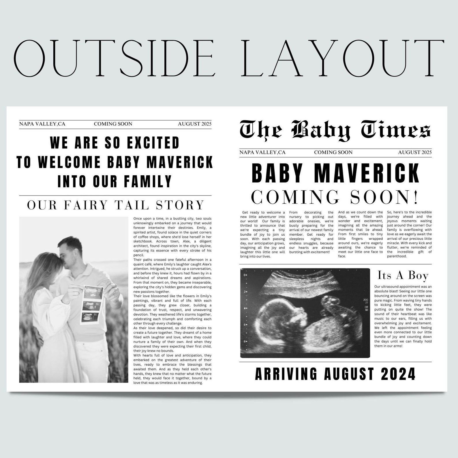 Newspaper Pregnancy Announcement Template, New Baby Coming, Canva ...