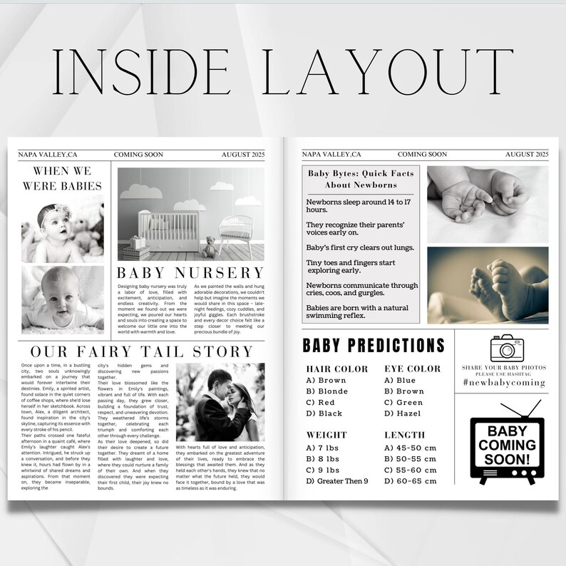 Newspaper Pregnancy Announcement Template, Gender Reveal, Canva ...