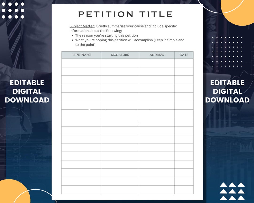 Petition Template Editable Digital Download Canva, Petition Sign up ...