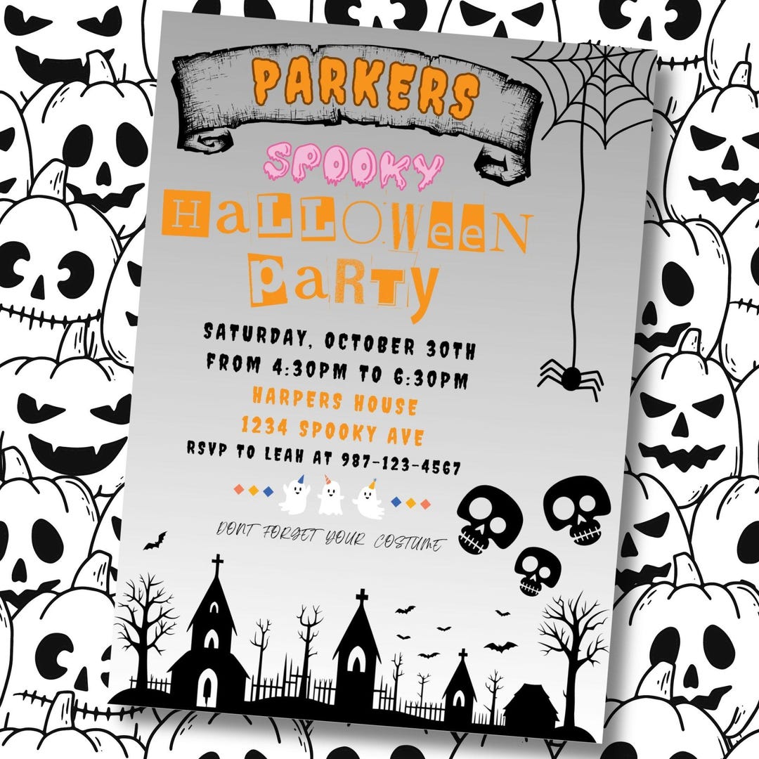 Editable Halloween Invitation, Halloween Party Invitation, Halloween ...