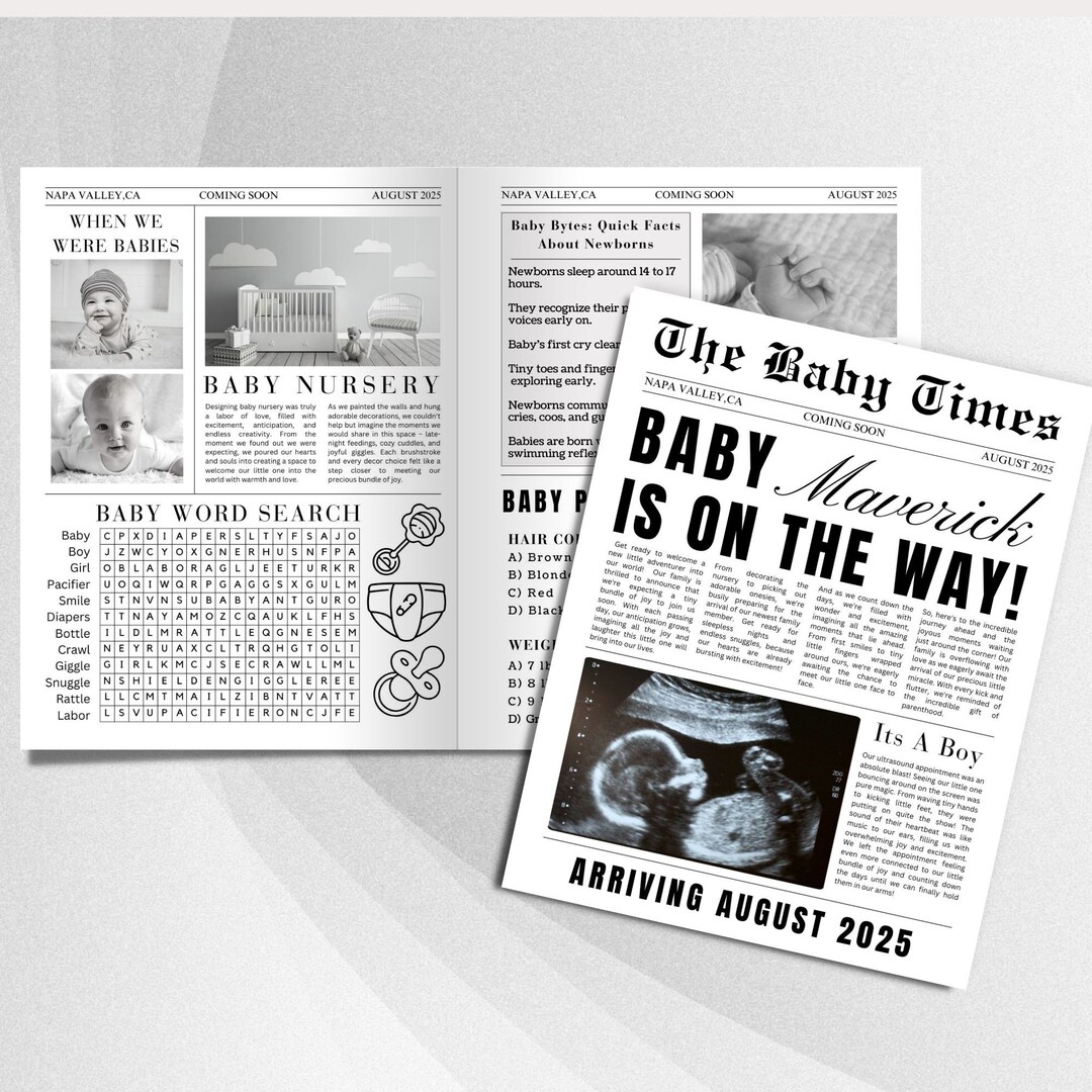 Newspaper Pregnancy Announcement Template, Large Newspaper Baby ...