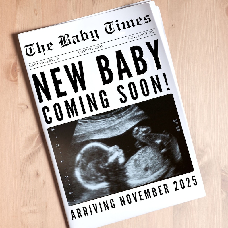 New Baby Announcement Newspaper, Baby on the Way Pregnancy Reveal ...