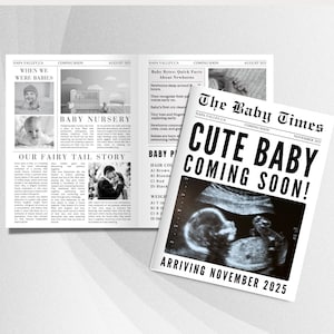 Cute Baby Announcement Newspaper, Baby on the Way Pregnancy Reveal ...