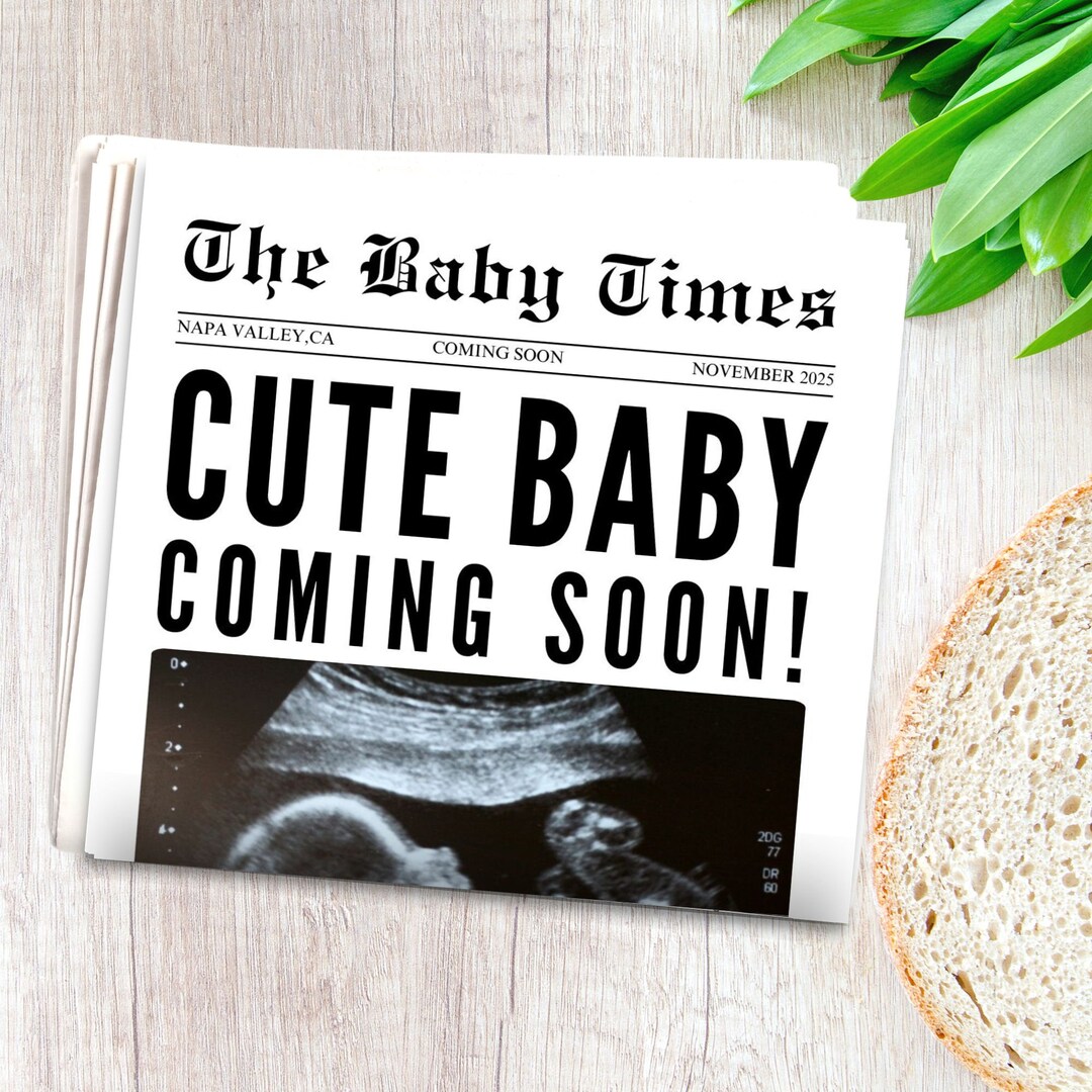 Cute Baby Announcement Newspaper, Baby on the Way Pregnancy Reveal ...