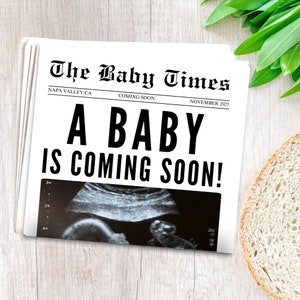 A New Baby Announcement Newspaper, Baby on the Way Pregnancy Reveal ...