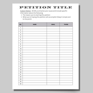 Petition Template Editable Digital Download Canva, Petition Sign up ...