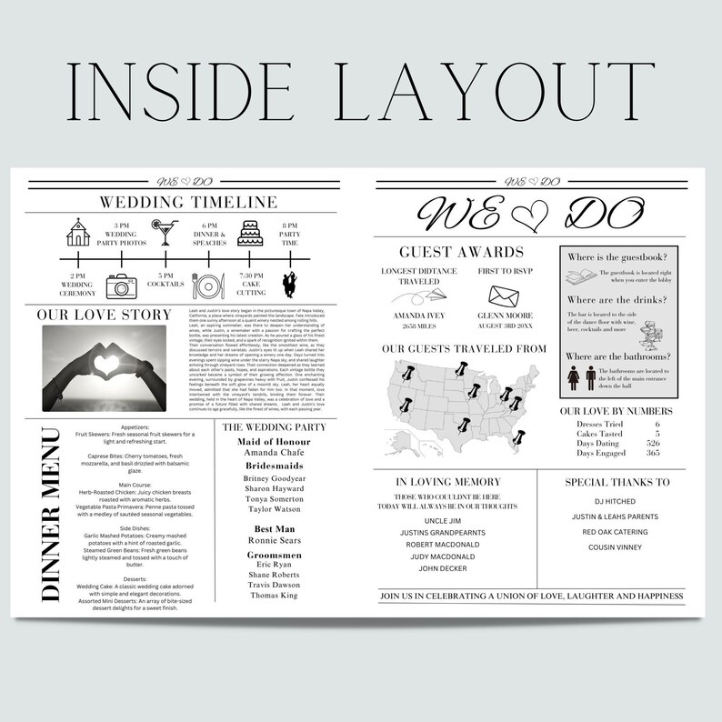 Canva Newspaper Wedding Program Template, Editable Wedding Newspaper ...