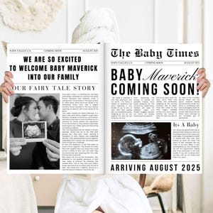 New Baby Announcement Newspaper, Baby on the Way Pregnancy Reveal ...