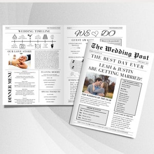Newspaper Wedding Program Template, Editable Wedding Newspaper Program ...