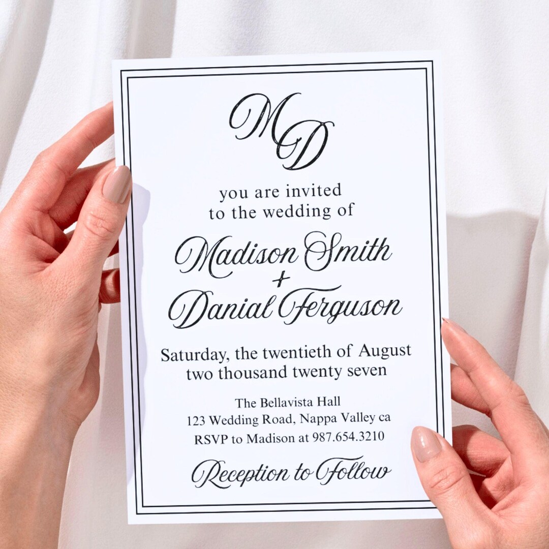 Elegant Calligraphy Wedding Invitation Template – Editable Canva Invite ...