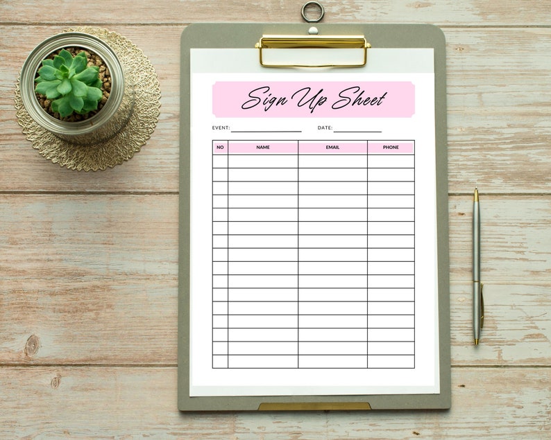 Editable Sign up Sheet Template Printable Sign up Template - Etsy