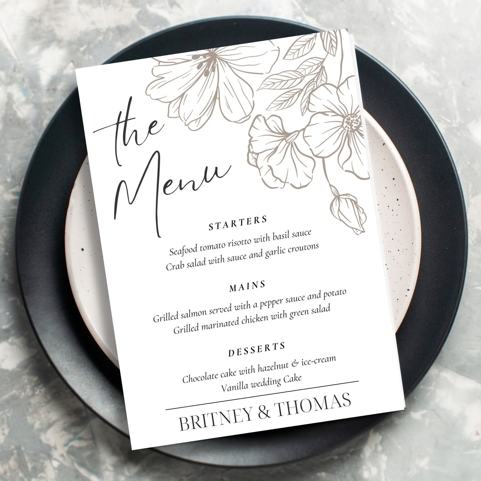 Floral Wedding Dinner and Bar Menu Template, DYI Minimalist Menus ...
