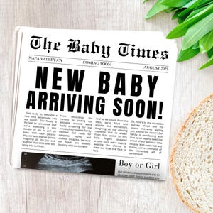 Canva Newspaper Pregnancy Announcement, Baby on the Way Pregnancy ...