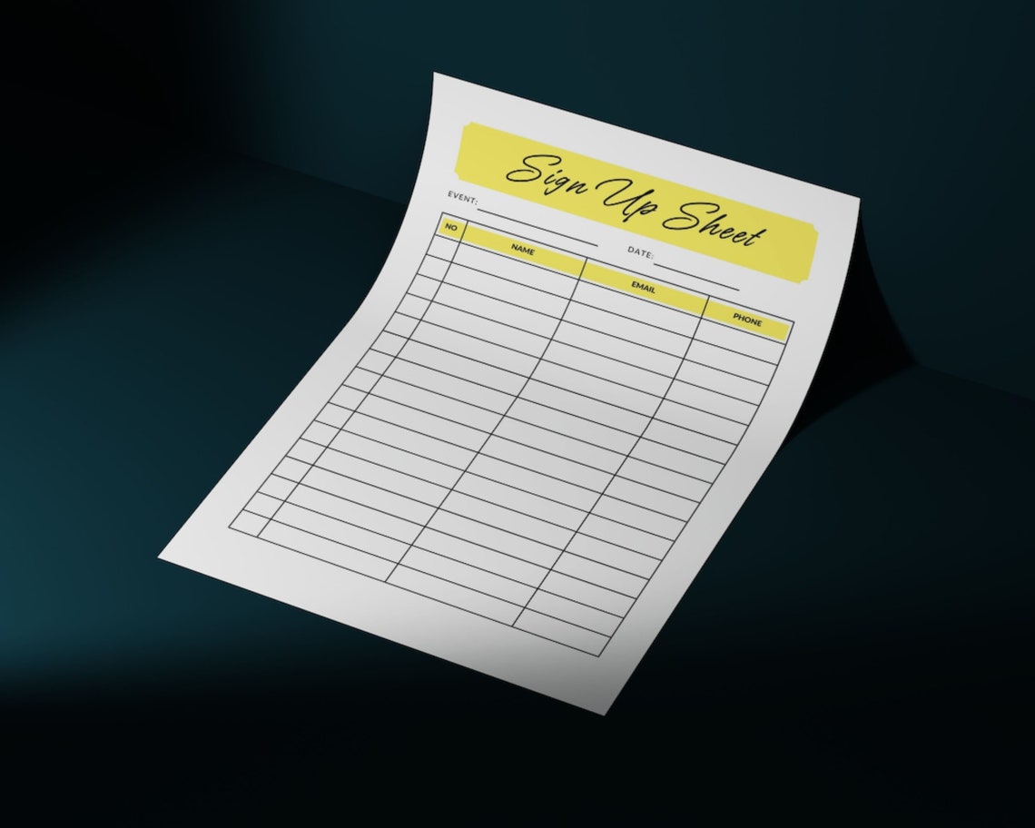 Editable Sign up Sheet Template Printable Sign up Template - Etsy