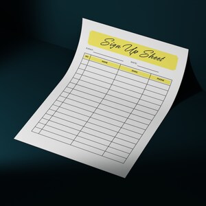 Editable Sign up Sheet Template, Printable Sign up Template, Sign up ...