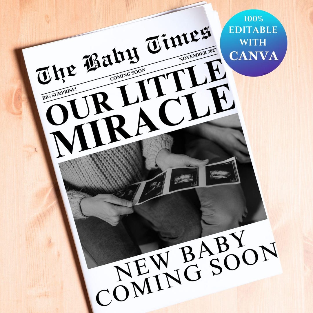 Newspaper Baby Announcement Our Little Miracle, Baby on the Way ...