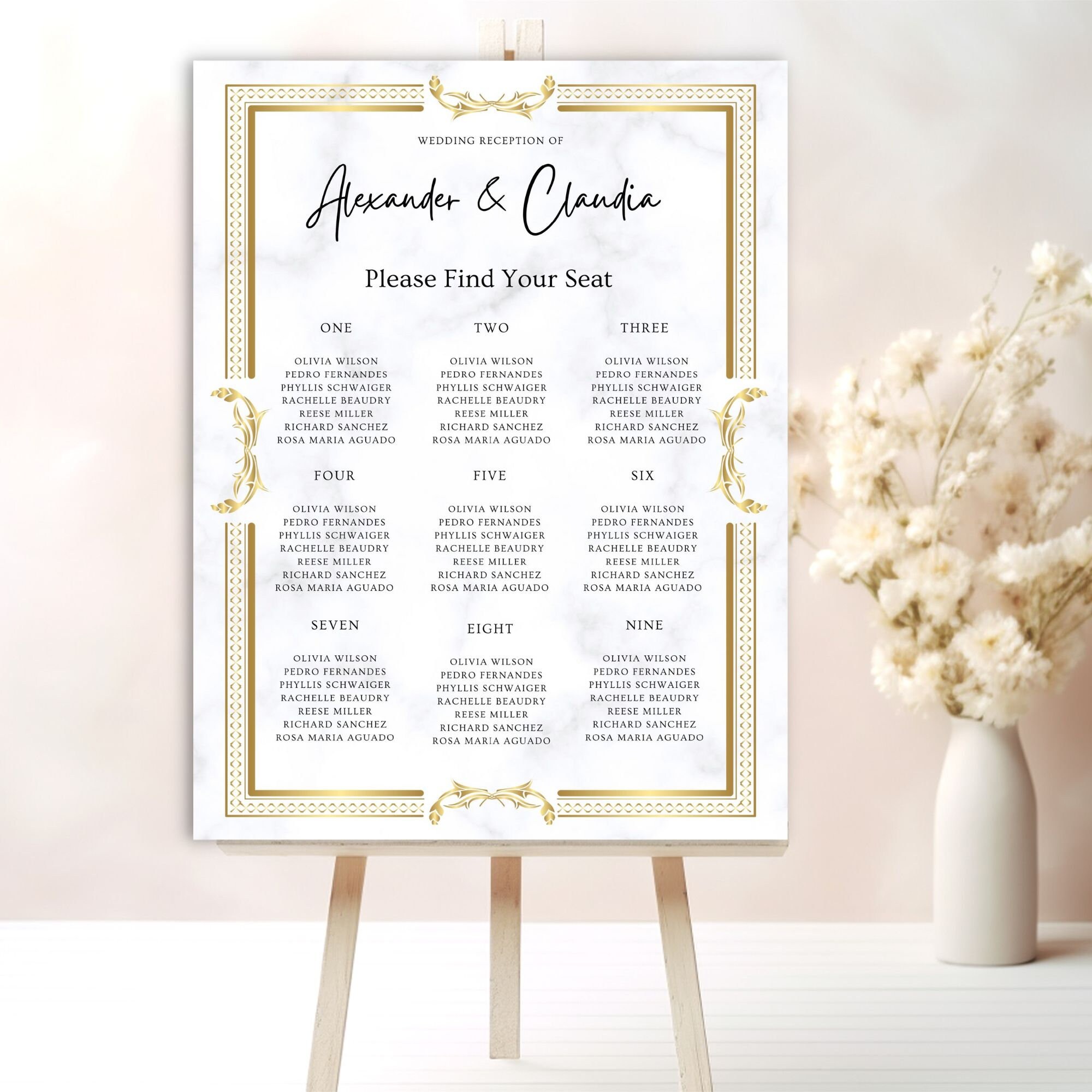 Gold Wedding Seating Chart Seating Chart Poster Modern - Etsy