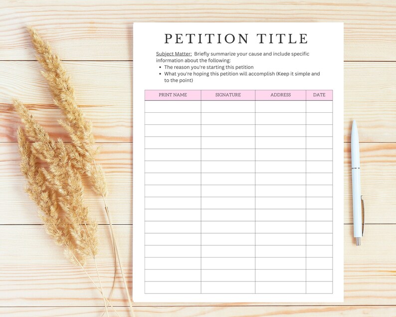Petition Template Editable Digital Download Canva, Petition Sign up ...