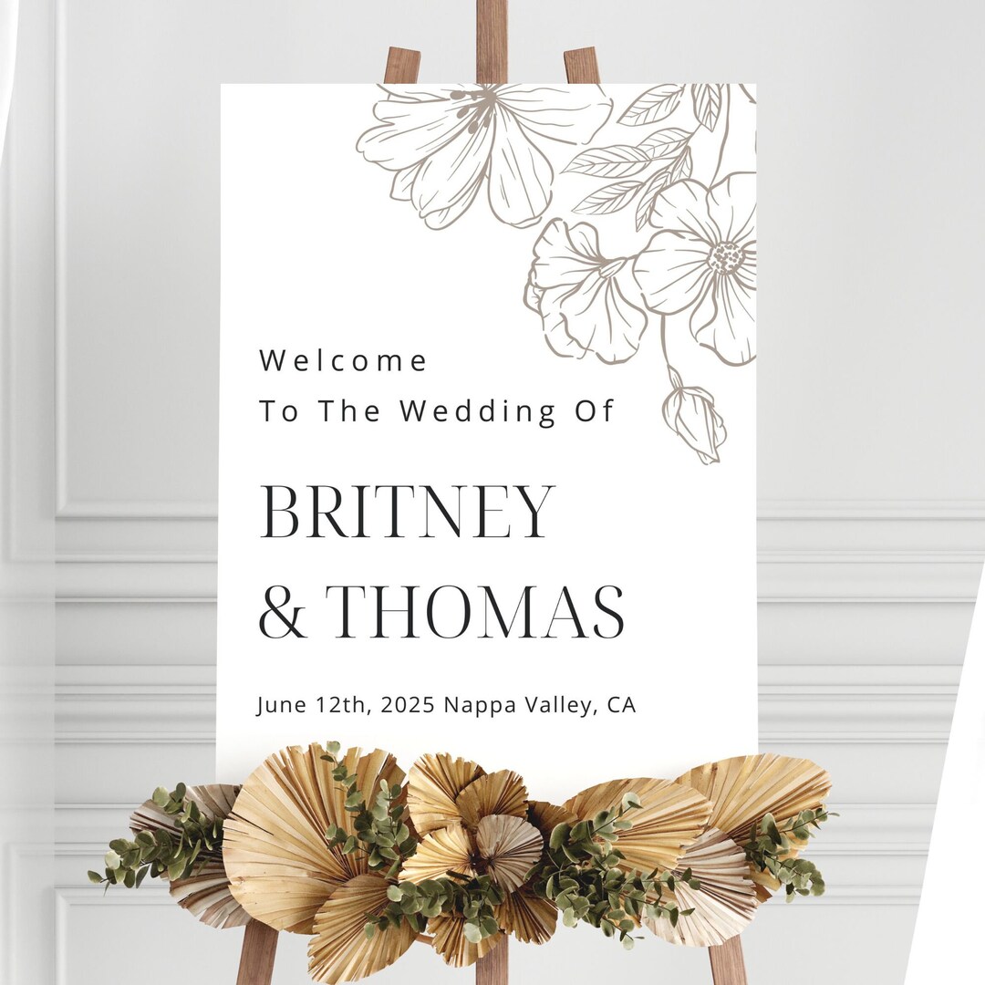 Modèle de signe de bienvenue de mariage moderne, affiche de bienvenue ...