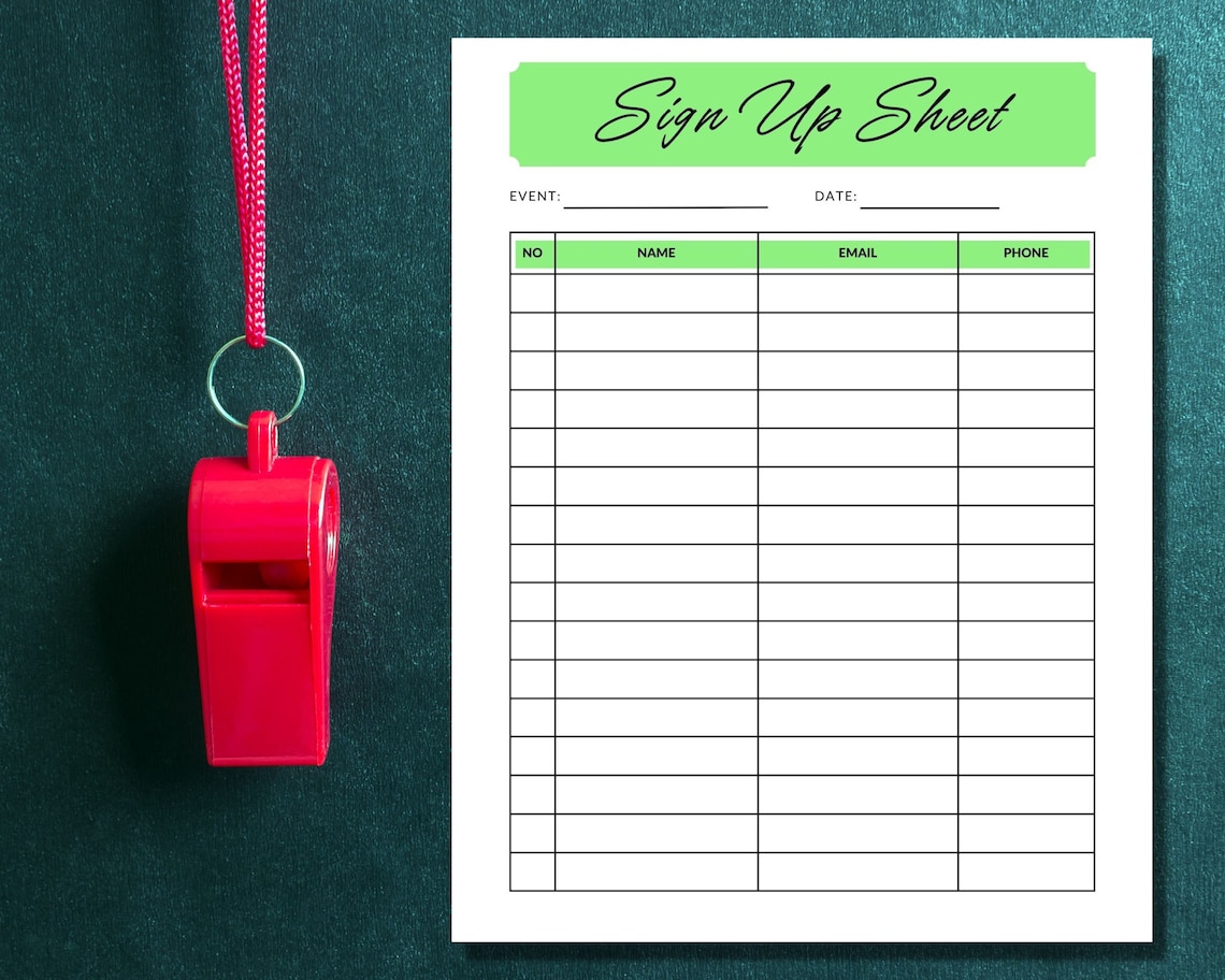 Editable Sign up Sheet Template, Printable Sign up Template, Sign up ...