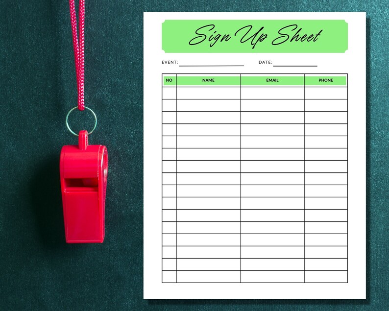 Editable Sign up Sheet Template Printable Sign up Template - Etsy