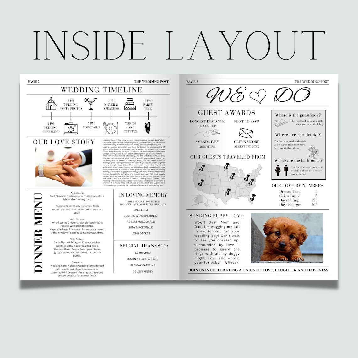 Newspaper Wedding Program Template Editable Wedding Newspaper - Etsy Canada