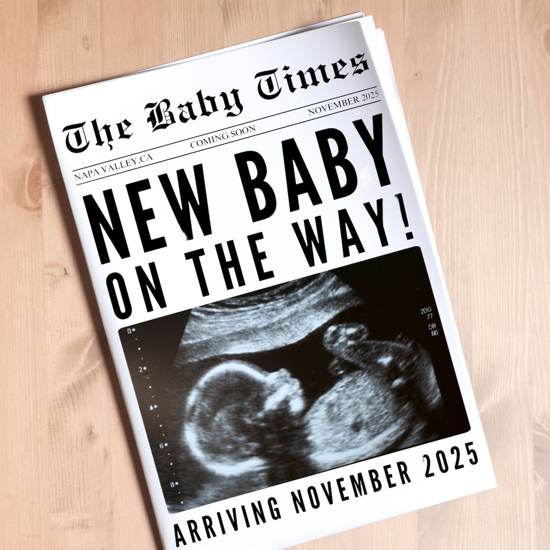 New Baby Announcement Newspaper, Baby on the Way Pregnancy Reveal ...