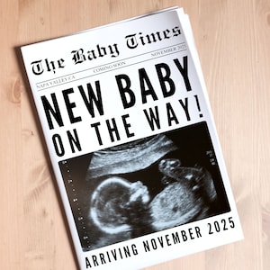 New Baby Announcement Newspaper, Baby on the Way Pregnancy Reveal ...