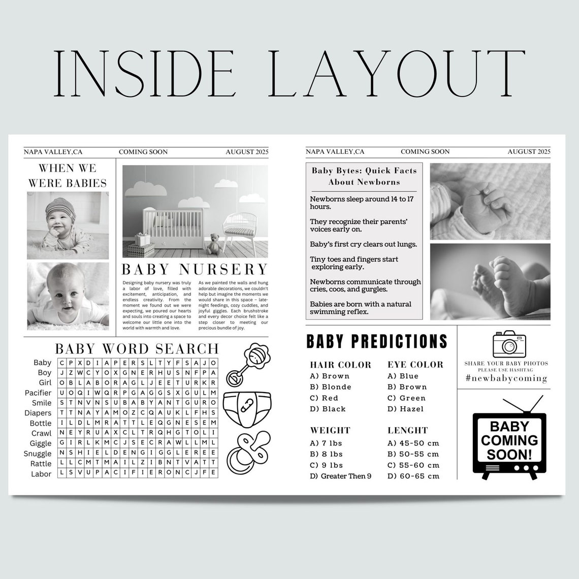 Large Newspaper Pregnancy Announcement Template, Newspaper Baby ...