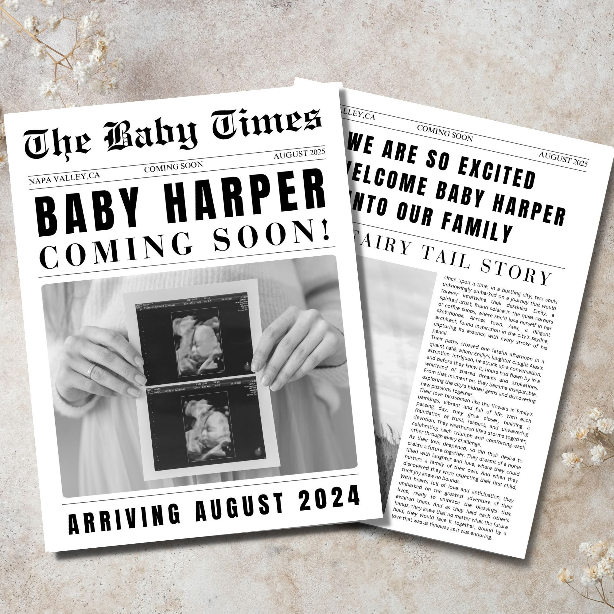 Newspaper Pregnancy Announcement Template, New Baby Announcement ...