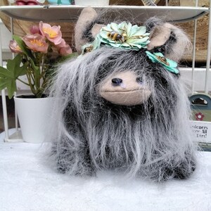 Grey Highland Cow Gonk Ornament, Highland Cow Gnome, Scottish Cow ...
