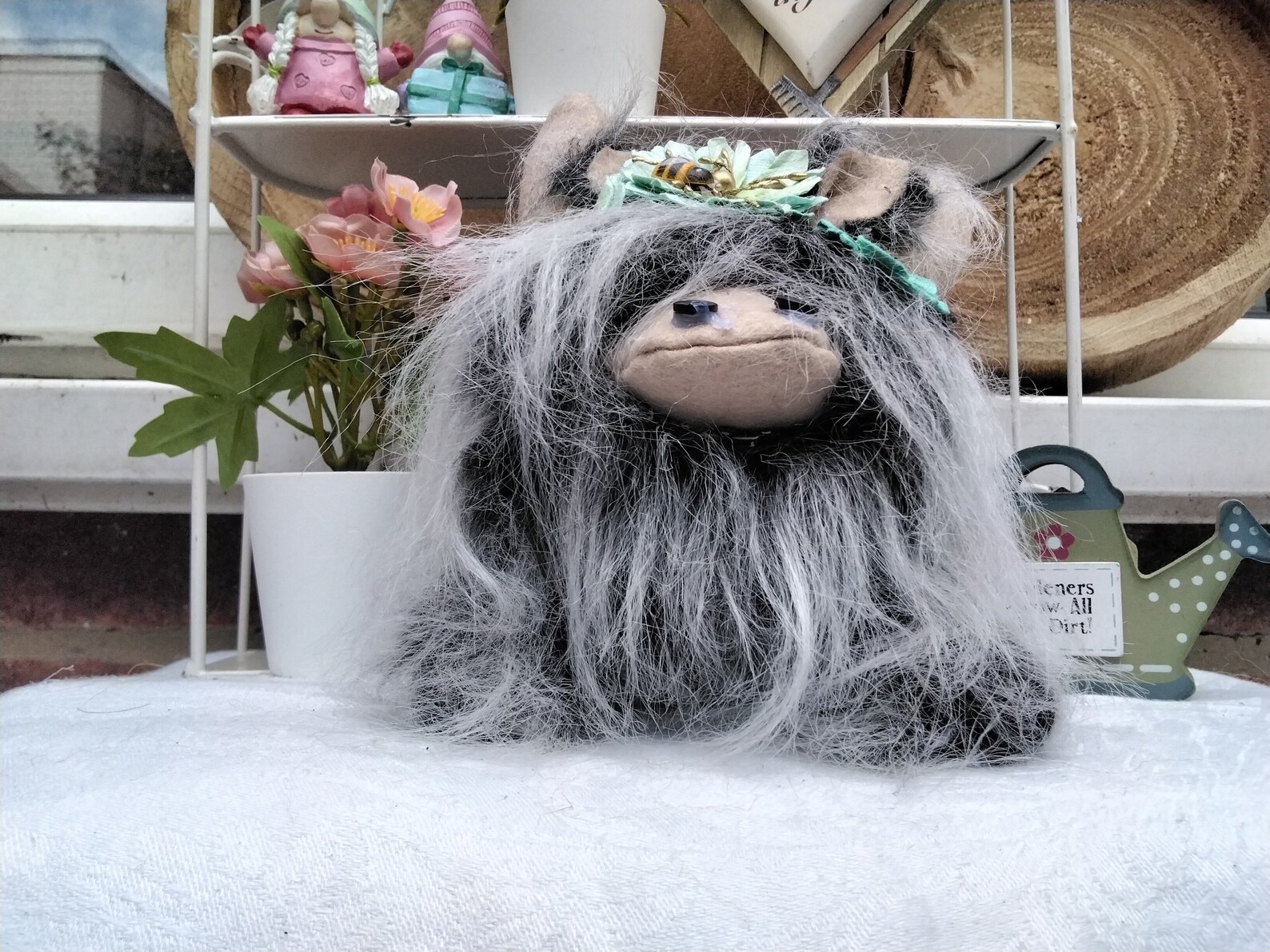 Grey Highland Cow Gonk Ornament, Highland Cow Gnome, Scottish Cow ...