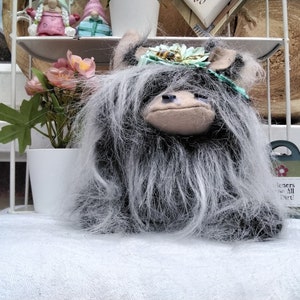 Grey Highland Cow Gonk Ornament, Highland Cow Gnome, Scottish Cow ...