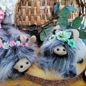 Grey Highland Cow Gonk Ornament, Highland Cow Gnome, Scottish Cow ...