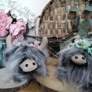 Grey Highland Cow Gonk Ornament, Highland Cow Gnome, Scottish Cow ...