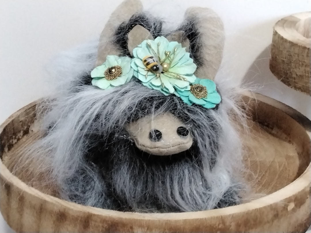 Grey Highland Cow Gonk Ornament, Highland Cow Gnome, Scottish Cow ...