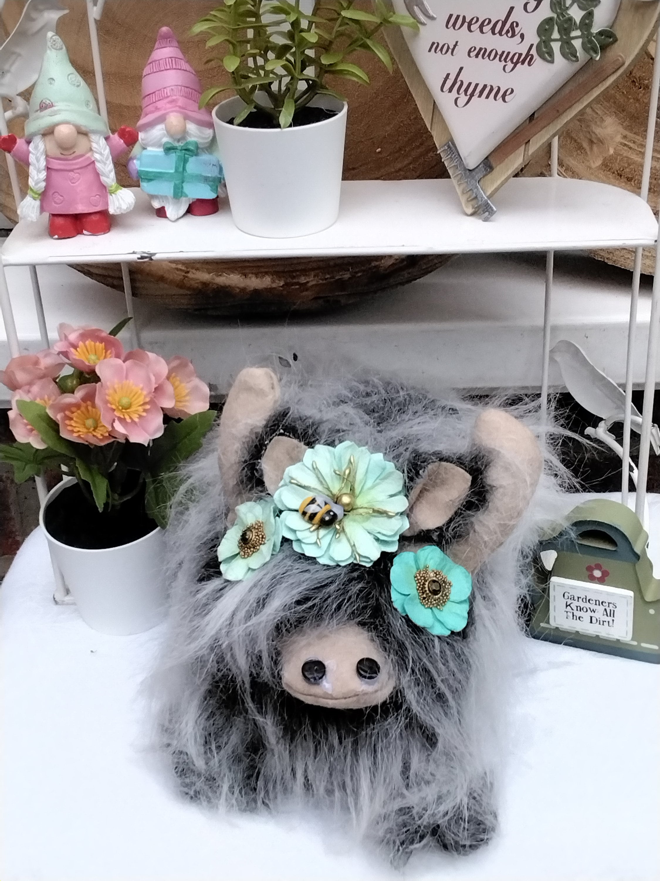 Grey Highland Cow Gonk Ornament, Highland Cow Gnome, Scottish Cow ...